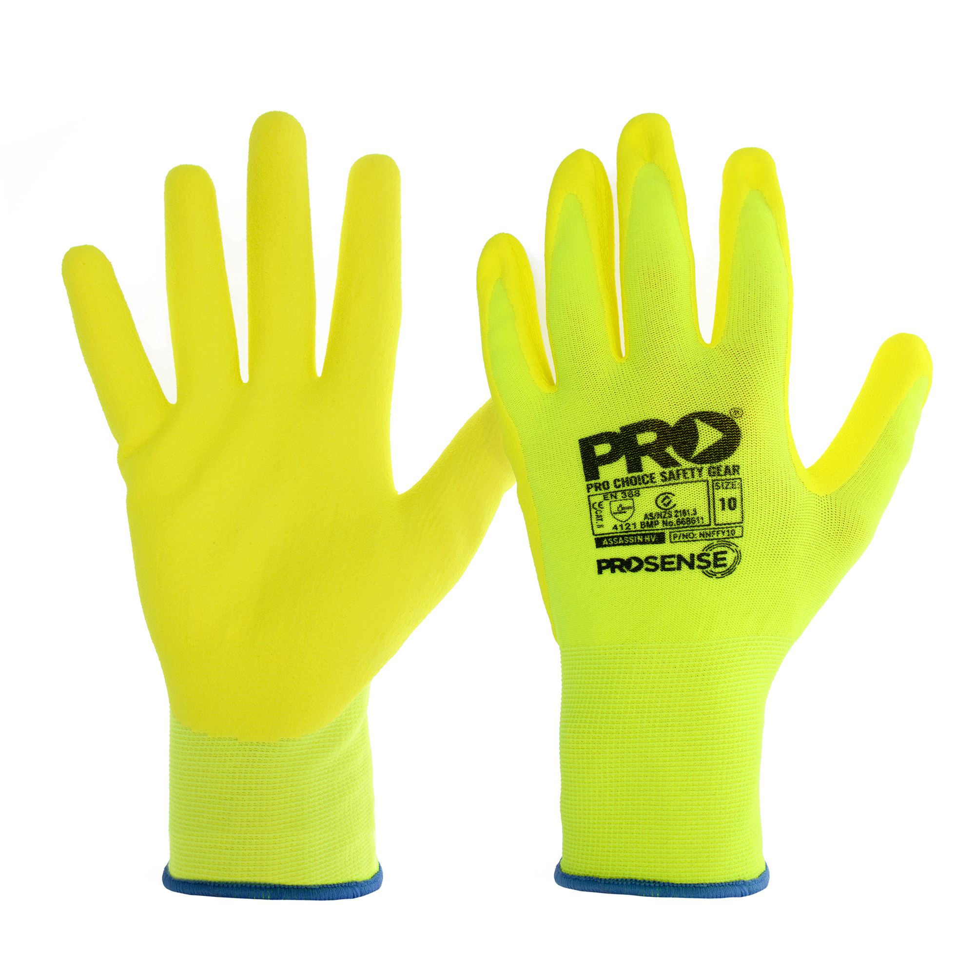 Assassin Nitrile Grip Glove Fluro Yellow - Pro Choice Safety Gear